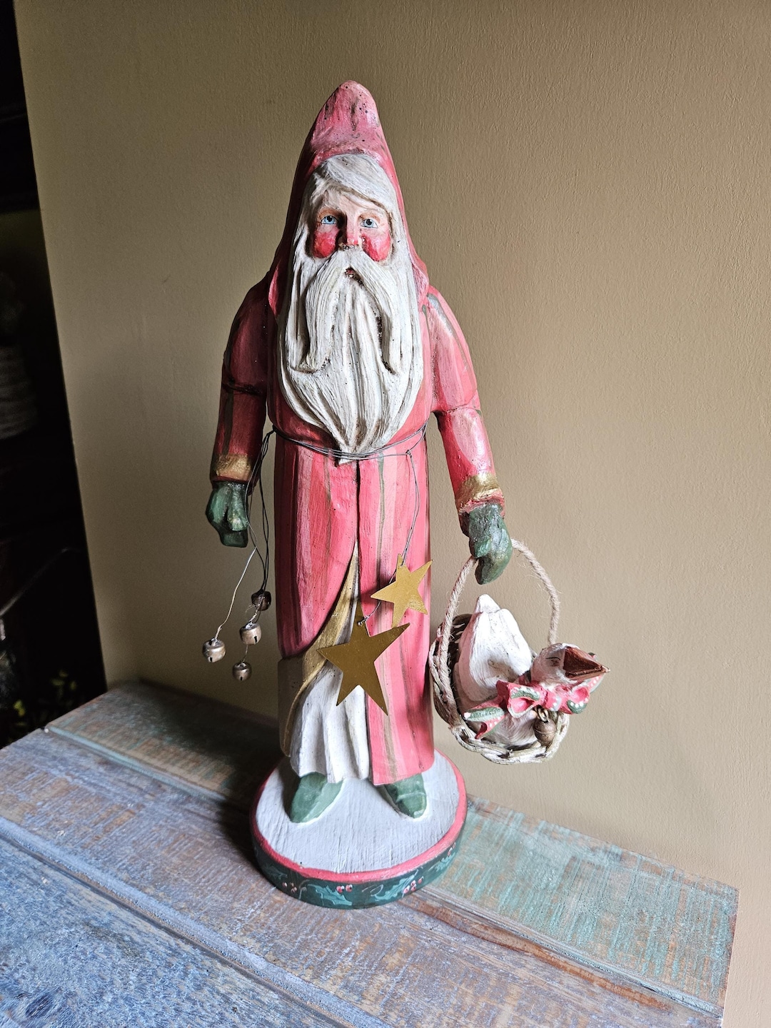Vintage LARGE House of Hatten Santa Claus Figurine Artist Made Signed ...