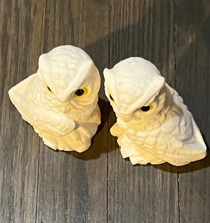 Alabaster White Vintage Italian Salt Stone Owl Figurines (set of 2) - Etsy