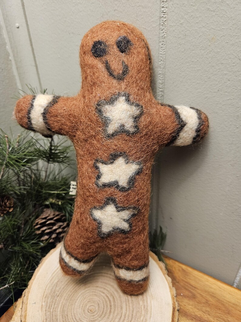 9” Tall Artist Made in Nepal Needle Felted Wool Christmas Gingerbread ...