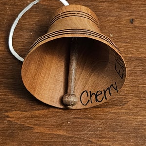 Vintage Hand Carved Turned Cherry Wood Bell With Wooden Striker. Artist ...