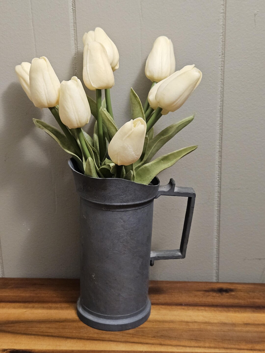 Vintage Old Dutch Pewter 1/2 Liter Measuring Cup Pitcher Tankard With ...