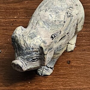 Hand Carved Stone Pig / Boar / Razorback - Marble / Granite - 3" Long X ...