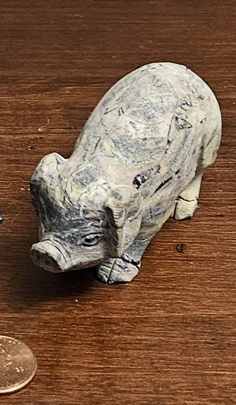 Hand Carved Stone Pig / Boar / Razorback Marble / Granite 3 Long X 1.5 ...