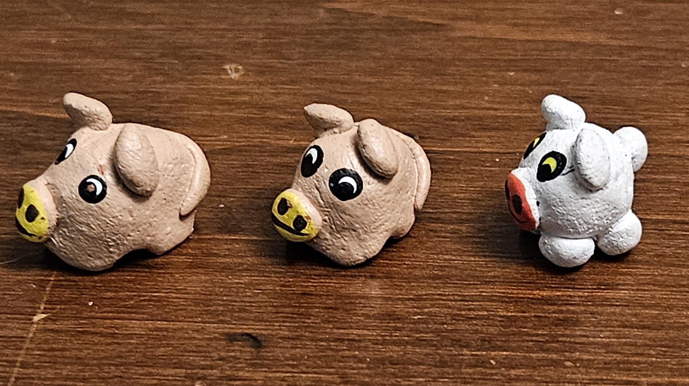 Hand Made Set of 3 Clay Adorable Miniature Pink Baby Pigs - Tiny ...