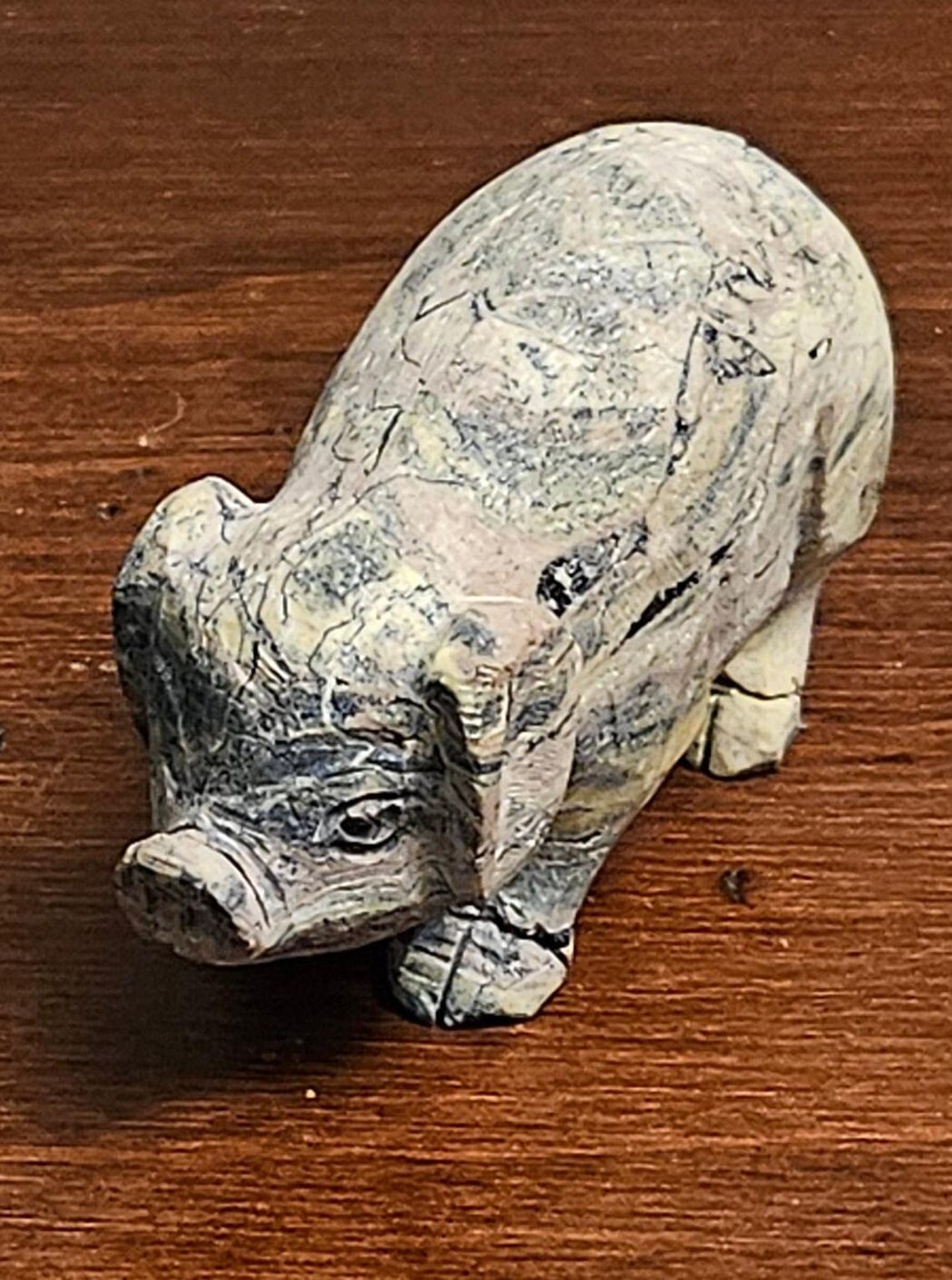 Hand Carved Stone Pig / Boar / Razorback - Marble / Granite - 3" Long X ...
