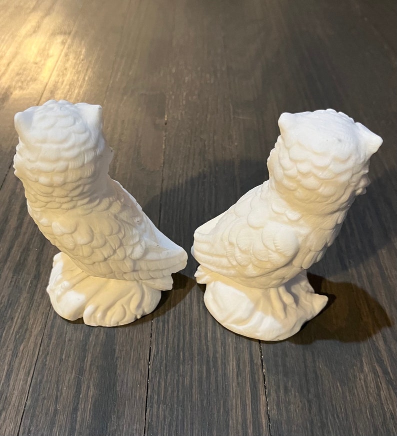 Alabaster White Vintage Italian Salt Stone Owl Figurines set of 2 - Etsy