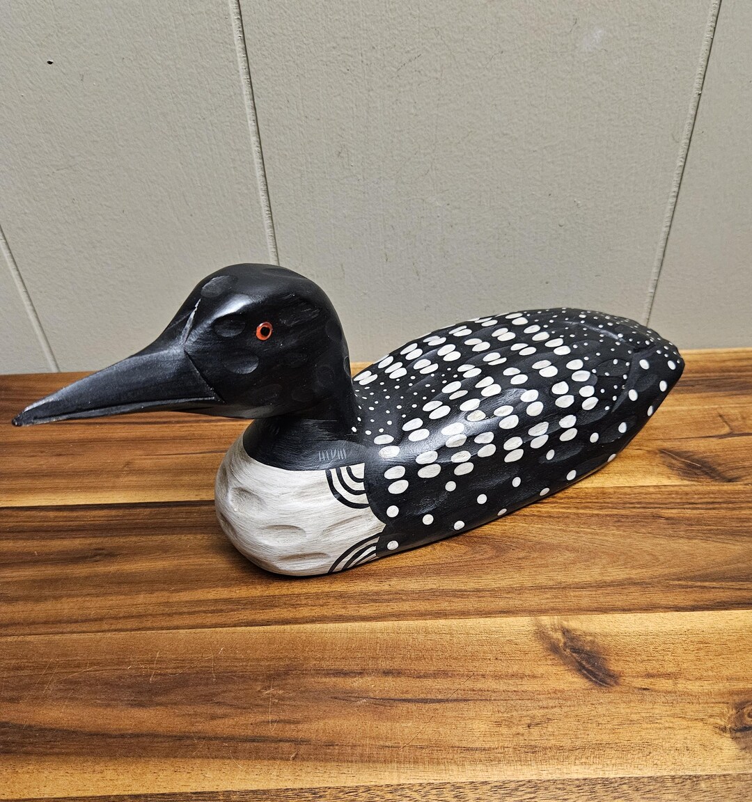 Large Artist Carved and Painted Loon Wood Decoy Natural Wood Carved ...