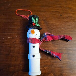 Handmade Wooden Spool Snowman Holiday Christmas Ornaments (set of 3 ...