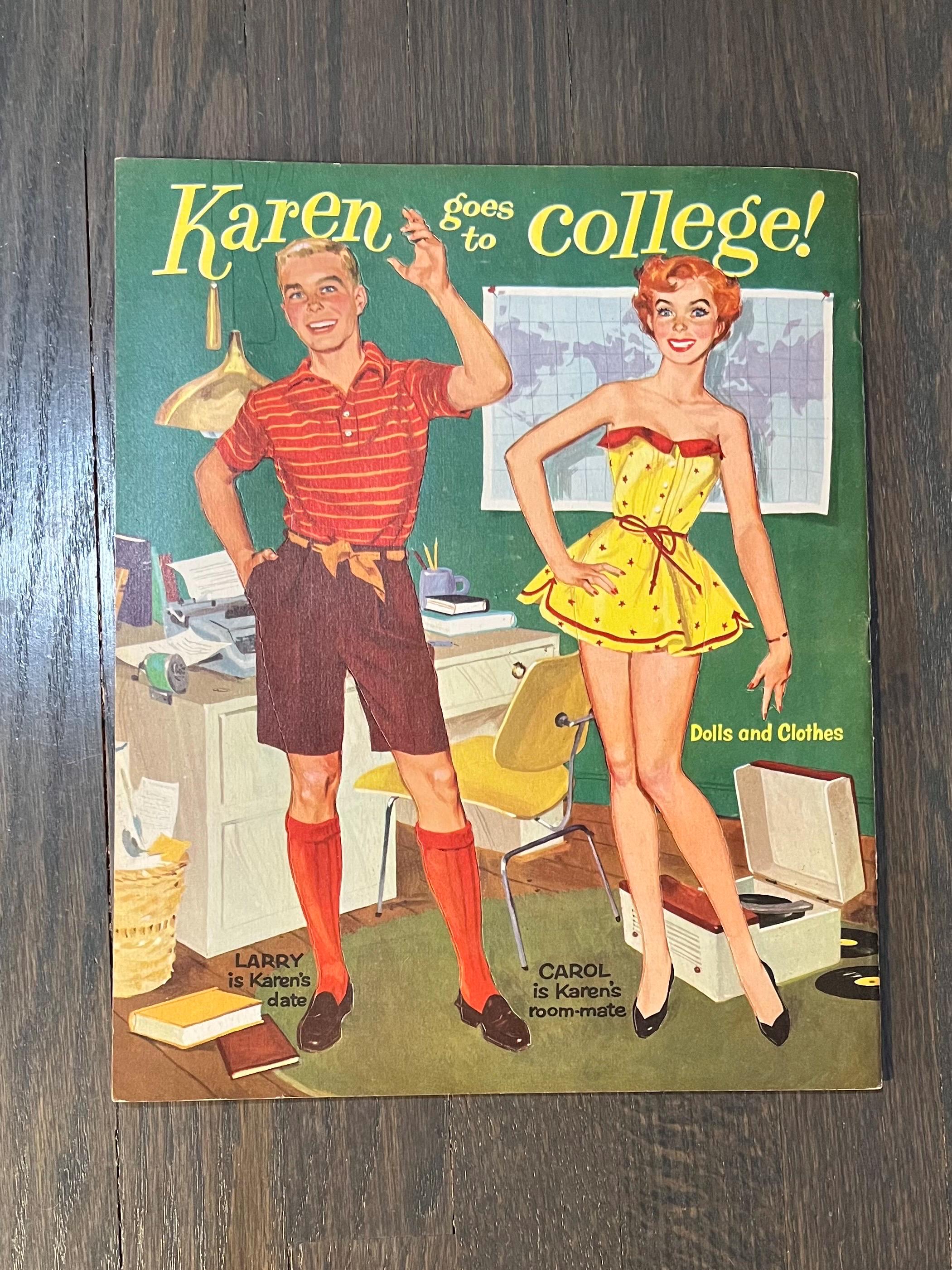 Karen Goes to College- Vintage Large Softcover Uncut Paper Doll Book ...