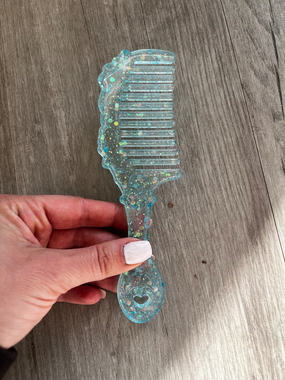 Sparkly Blue Resin Comb - Etsy