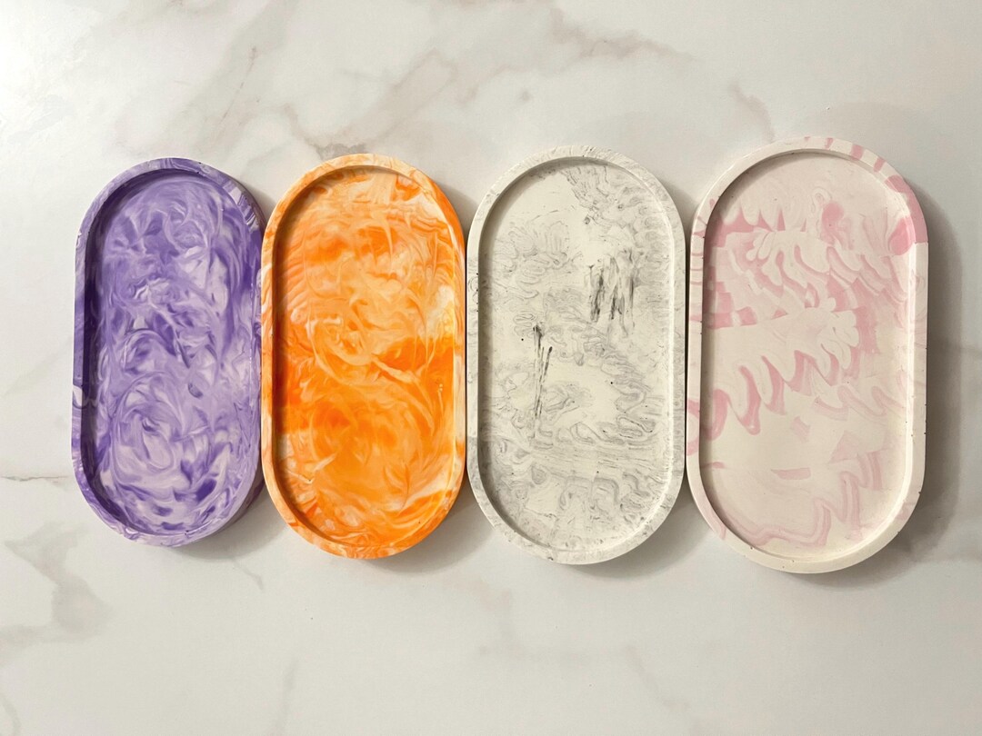 Handmade Resincrete Oval Jewelry Tray / Soap Dish / Trinket Display ...