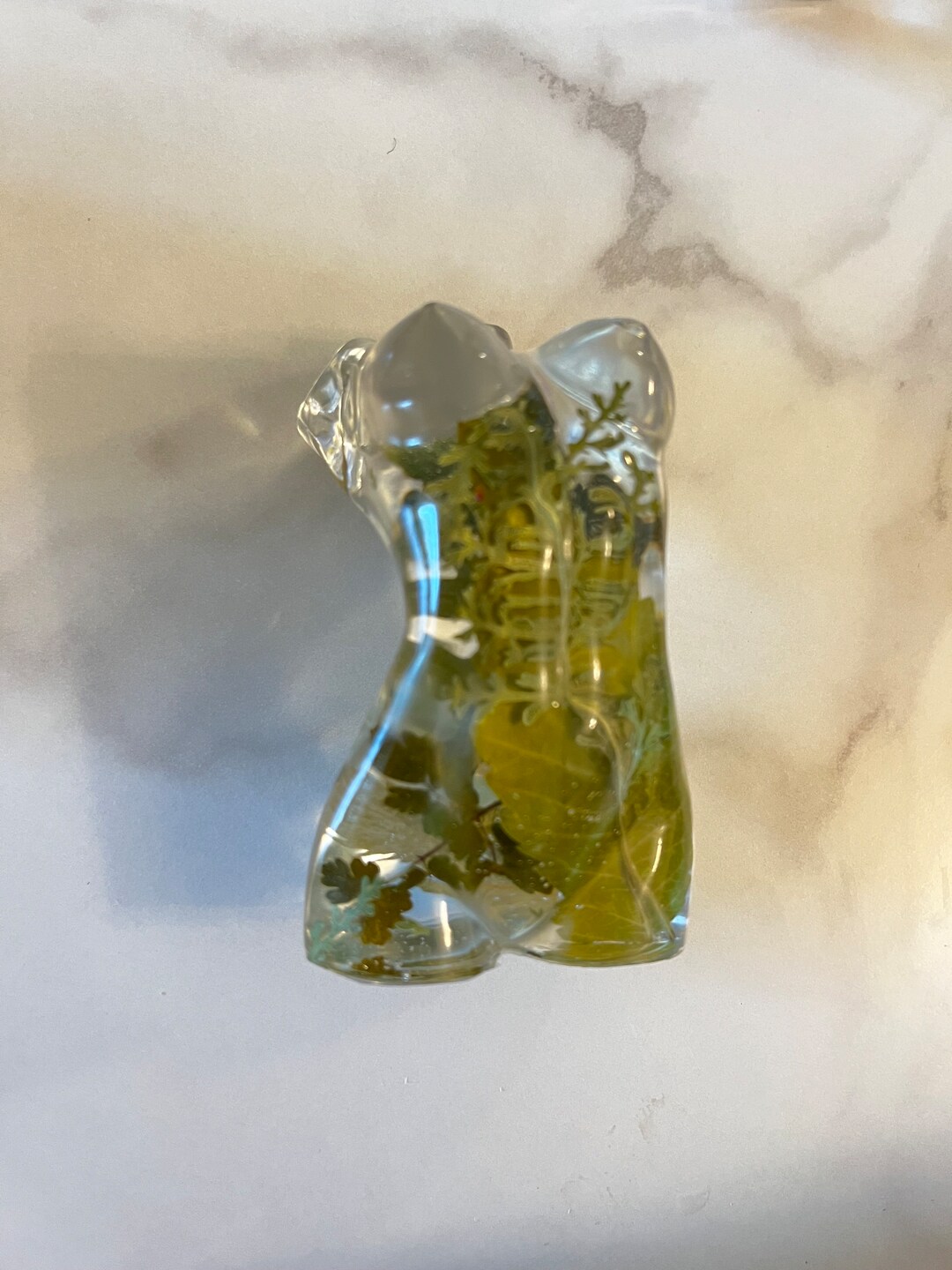 Pretty Womens Torso Paperweight Made With Pressed Leaves and Epoxy - Etsy