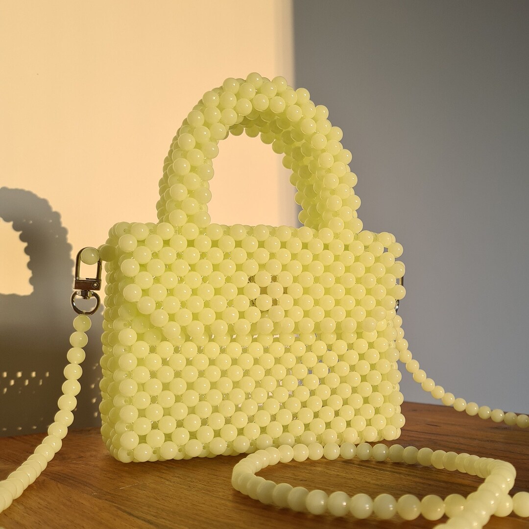 Green Bead Bag, Glow in the Dark Bead Bag, Handmade Bag, Bead Purse ...