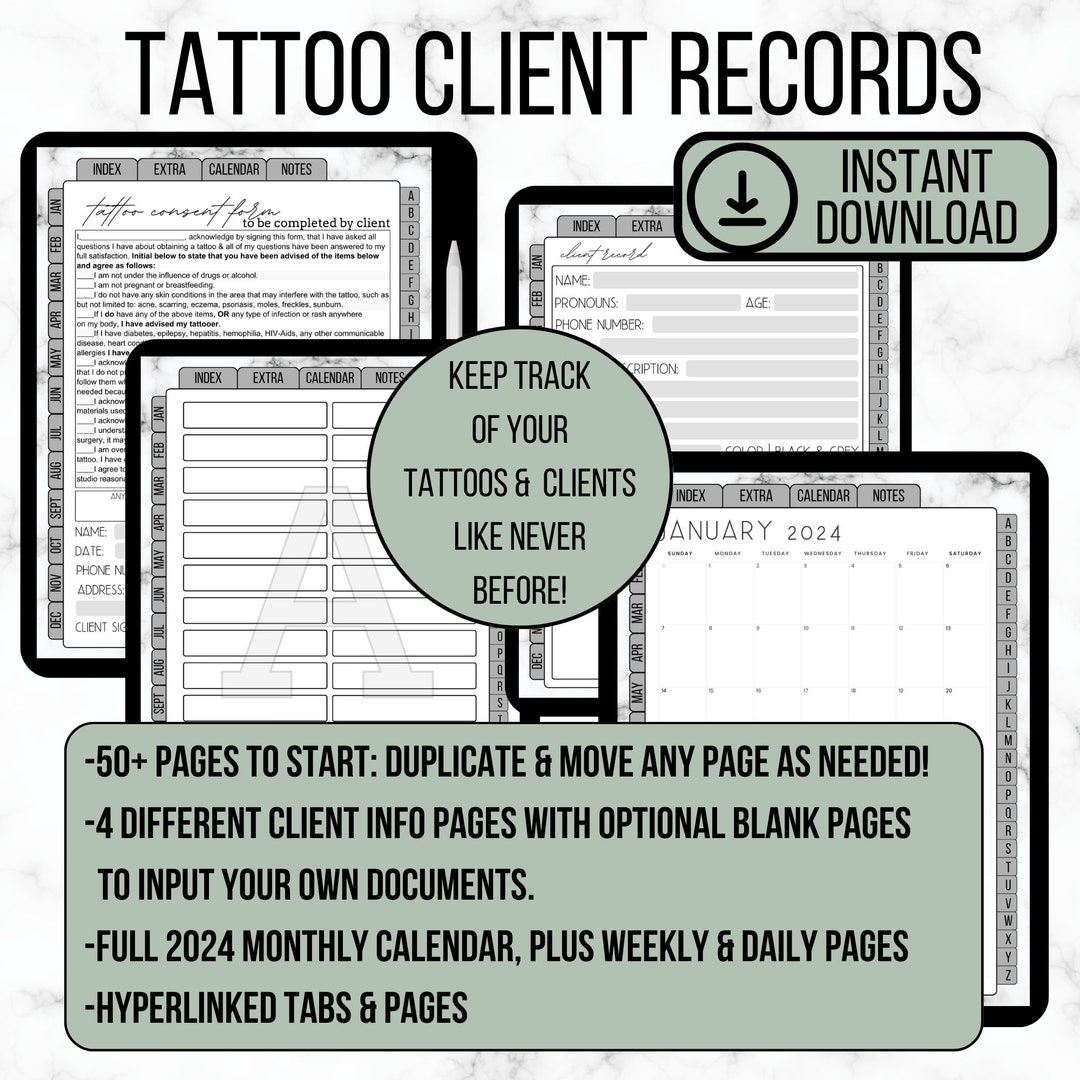Vertical Digital Client Records Keeper With Undated Calendar & Planner ...