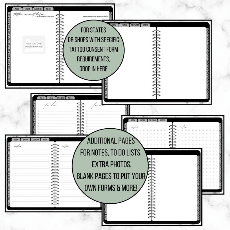 Tattoo Client Record Book With Calendar & Planner Digital Planner ...