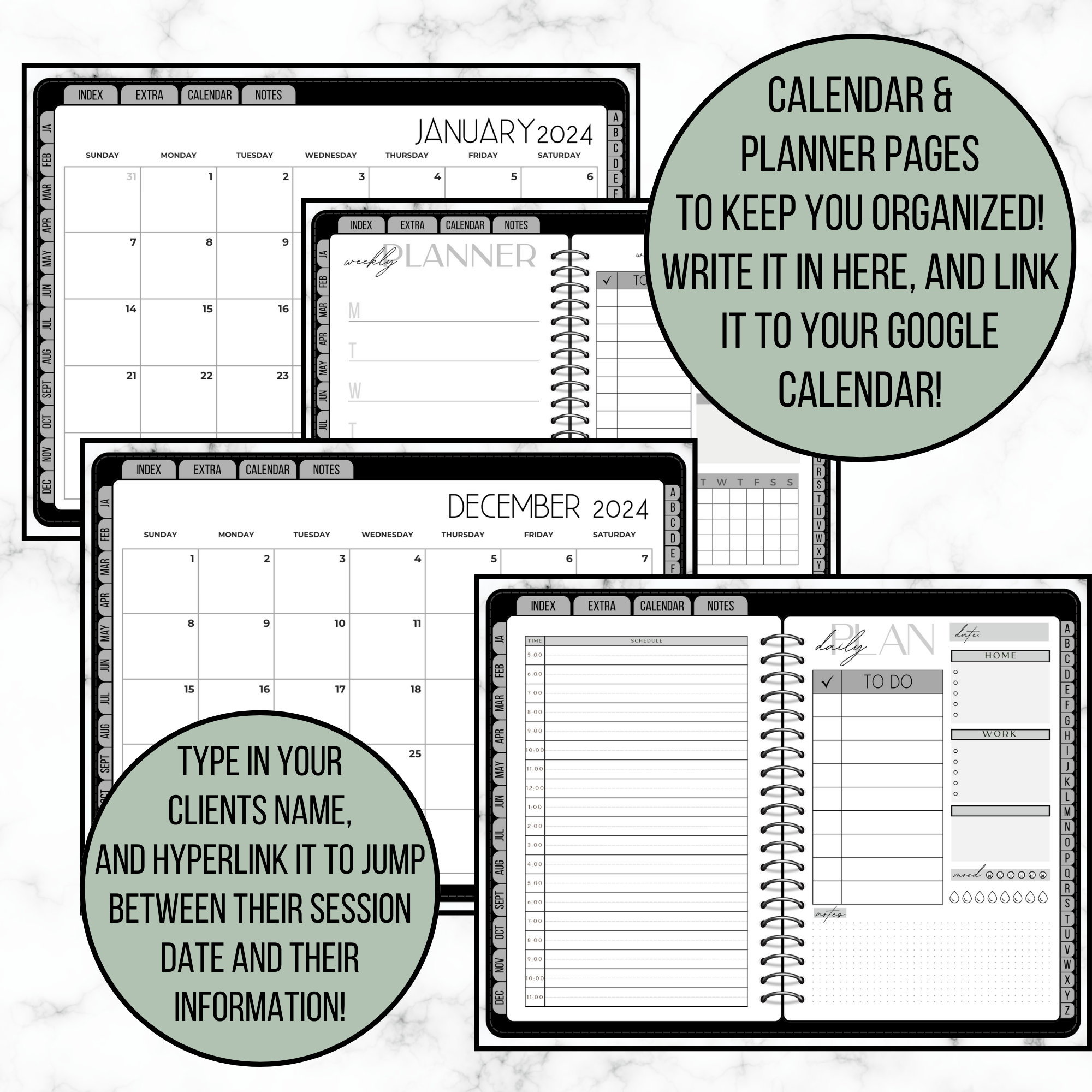 Tattoo Client Record Book With Calendar & Planner! - Digital Planner ...