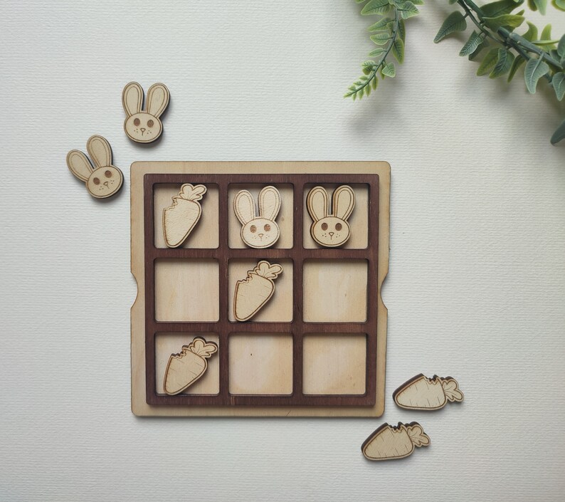 Laser File Tic Tac Toe Rabbit and Carrot - Etsy