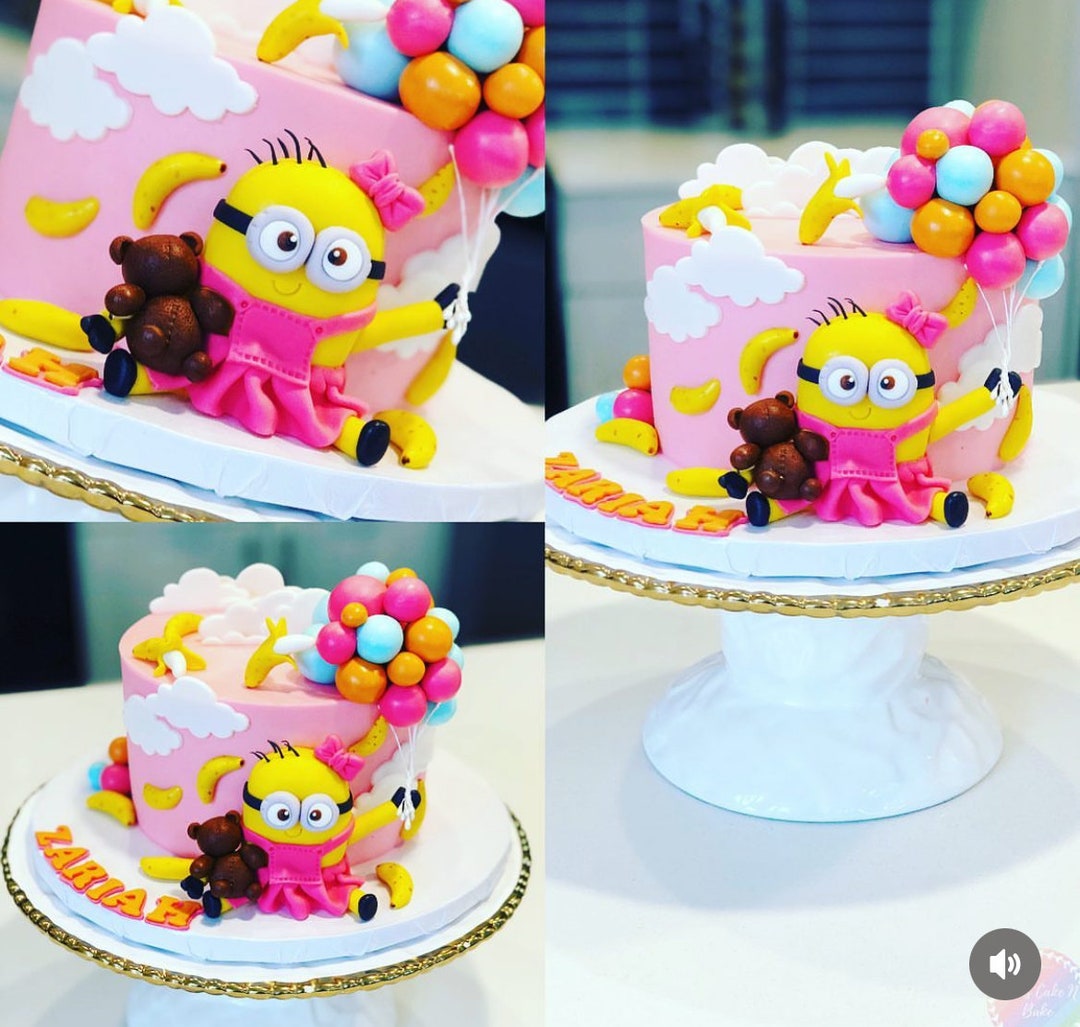 Pink Fondant Minion Birthday Cake Toppers - Etsy