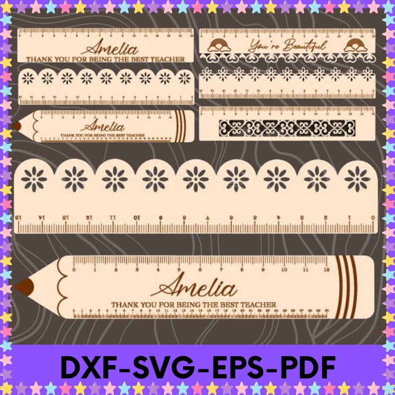 Laser Cut Wooden Ruler Bundle Teacher Wooden Ruler Laser Cut Files ...