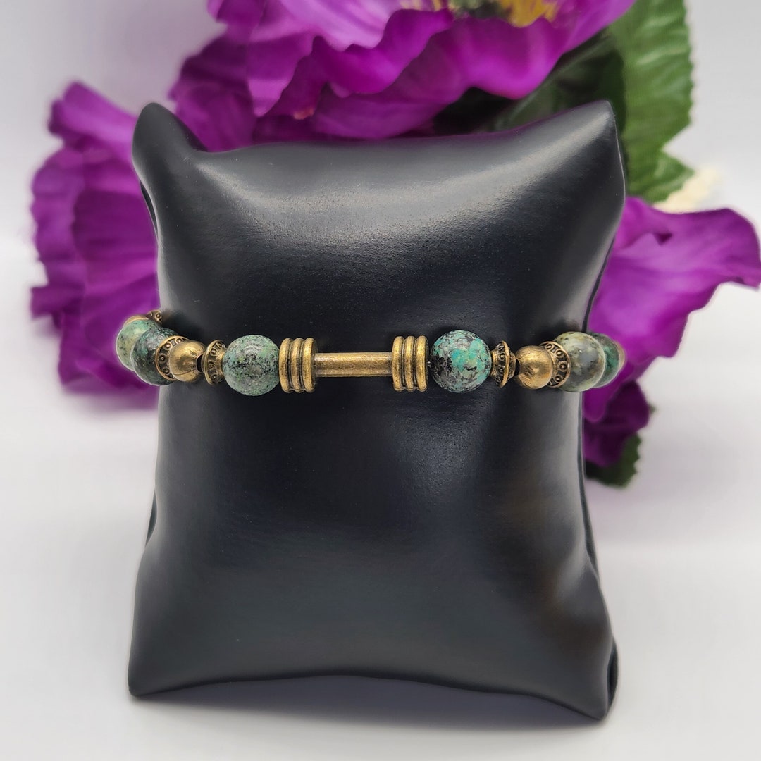 Iron Bella's African Turquoise Barbell Bracelet - Fitness Jewelry ...