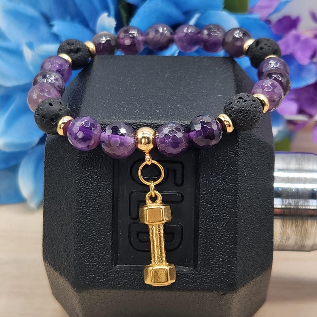 Iron Bella. Amethyst, Lava Dumbbell Bracelet - Empower Your Workout ...