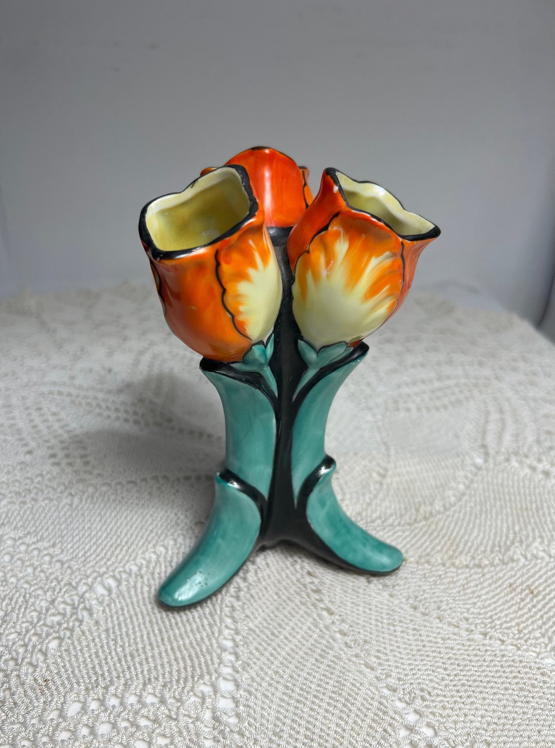 Vintage Ceramic Tulip Vase Hand Painted Japan - Etsy