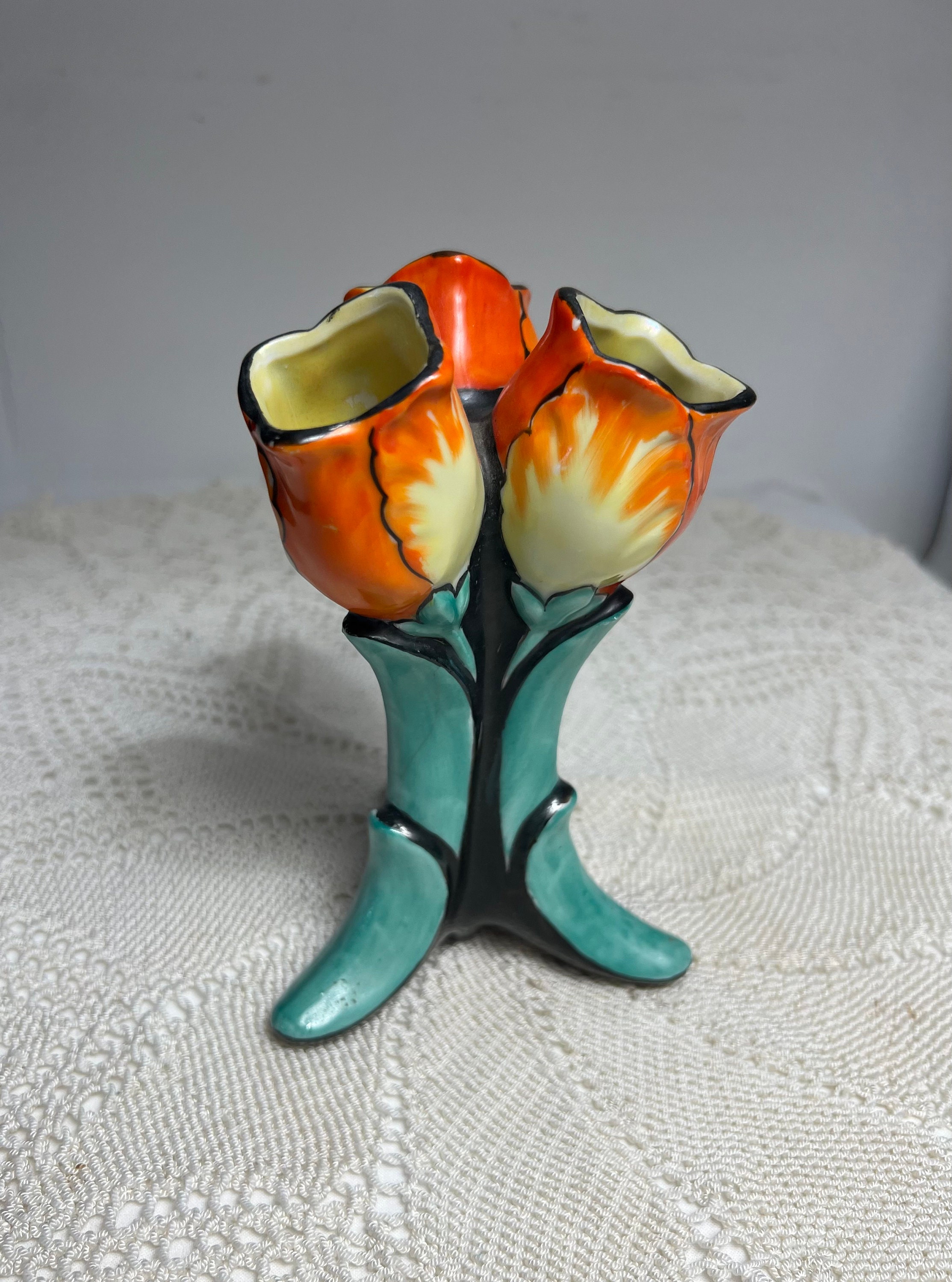 Vintage Ceramic Tulip Vase Hand Painted Japan - Etsy