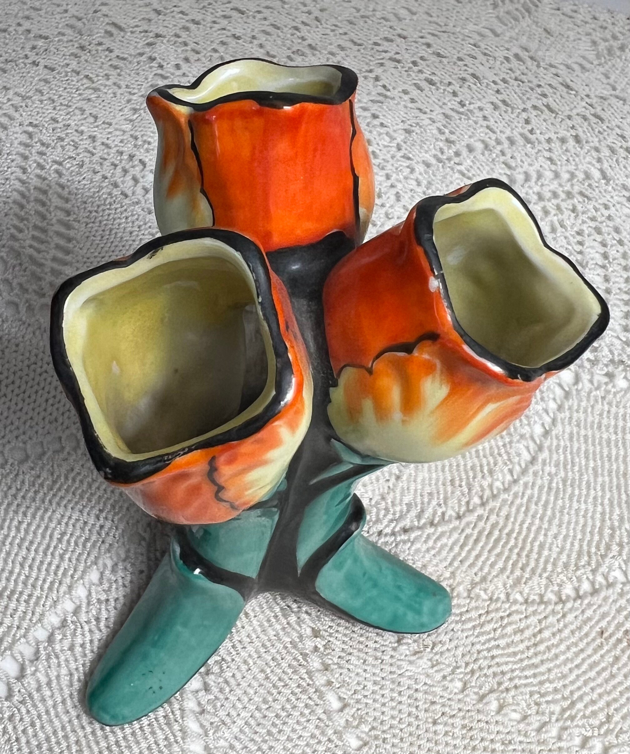 Vintage Ceramic Tulip Vase Hand Painted Japan - Etsy