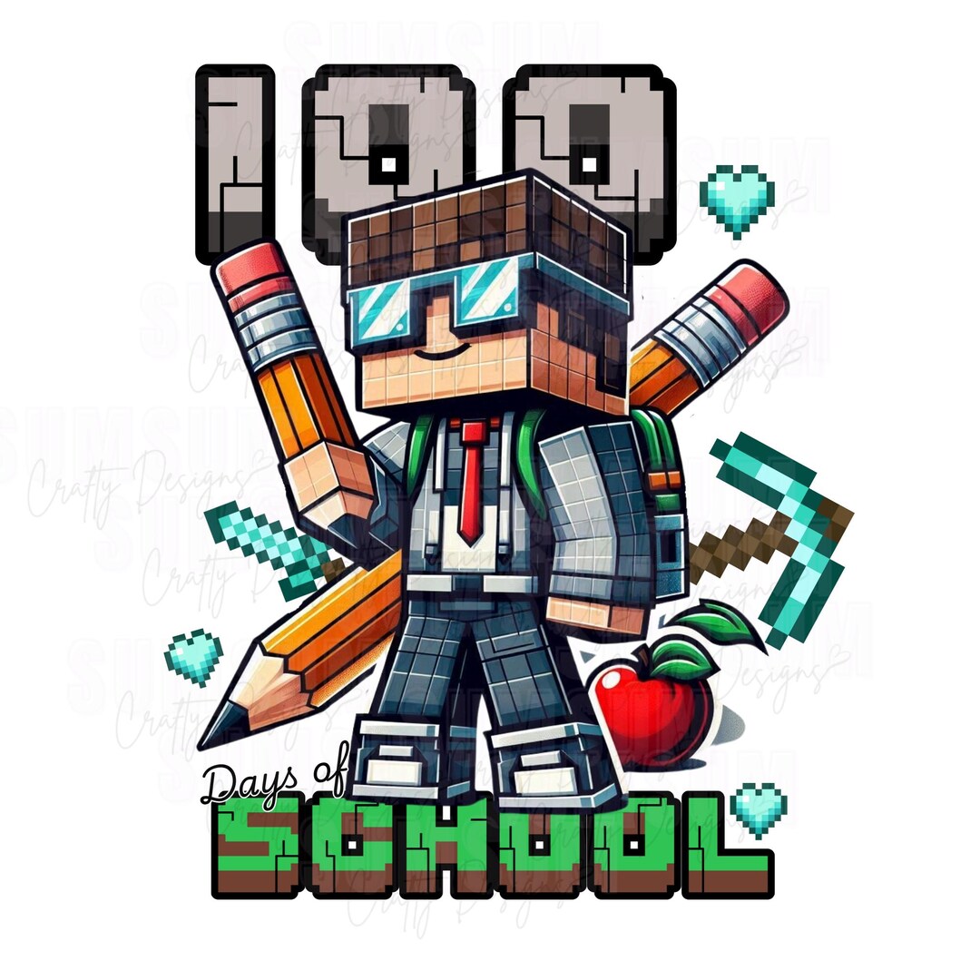Minecraft 100 Days of School PNG - Etsy