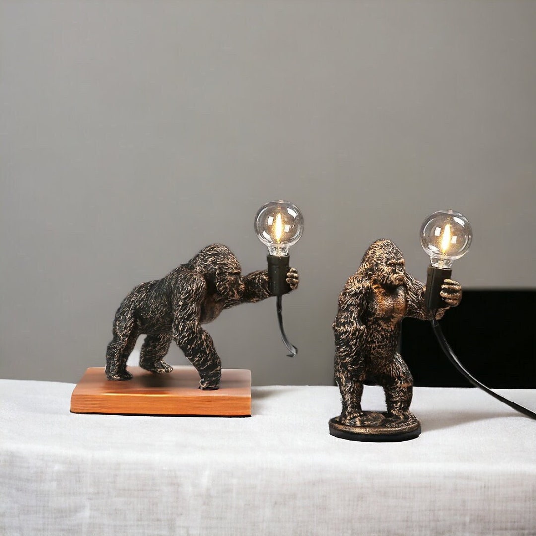 Small Resin Gorilla Table Lamps Monkey Lamps, Desk Lamps Modern, Resin ...