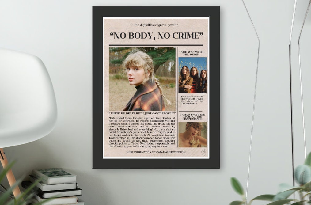 No Body No Crime // Taylor Swift Inspired Digital Print // MINI POSTER ...