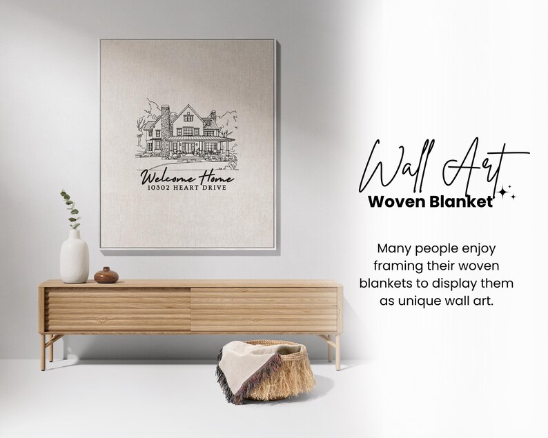Custom Home in Line Drawing Woven Blanket, Wedding Gift for Newlyweds ...