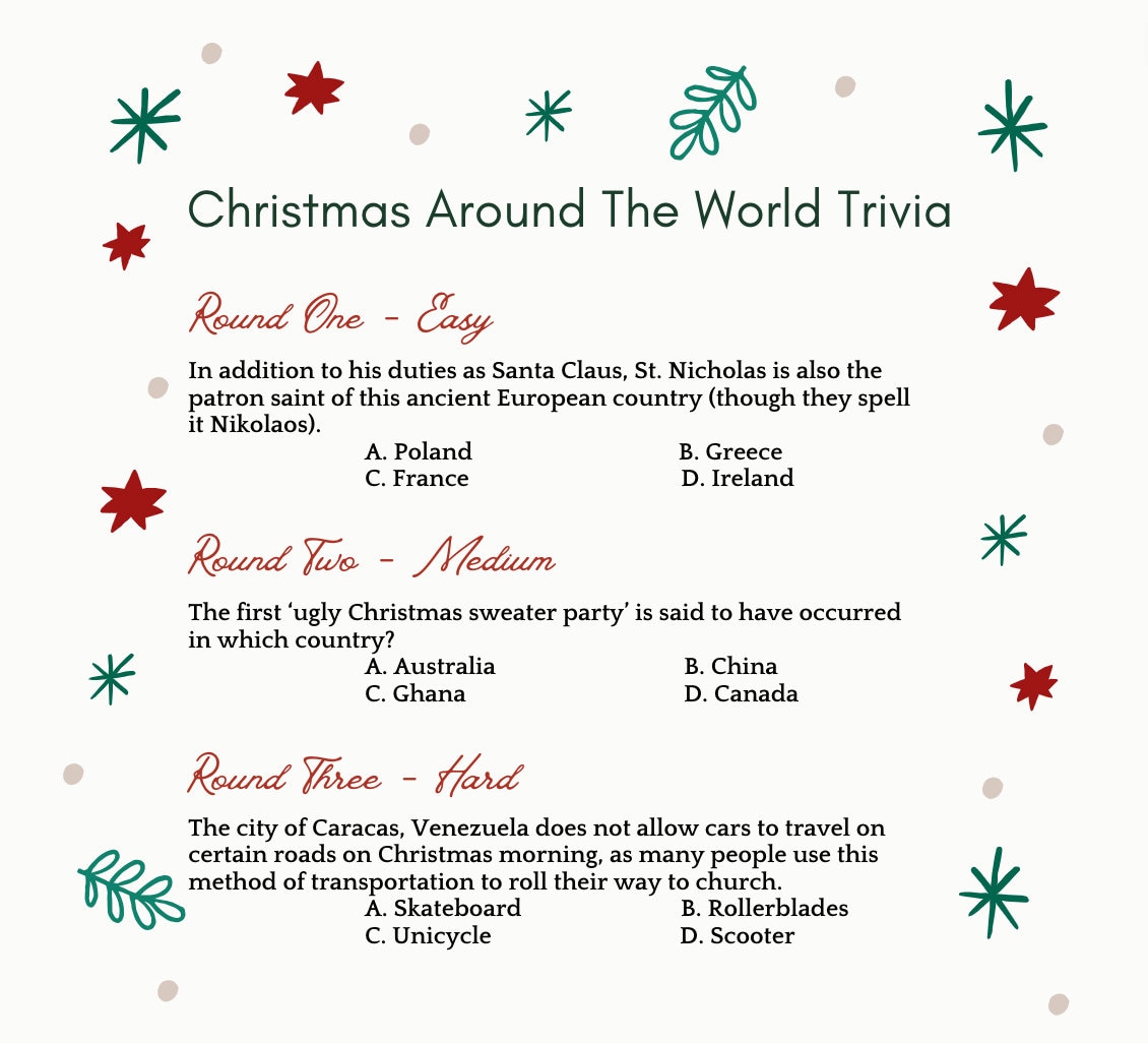 Christmas Around the World Trivia/quiz - Etsy