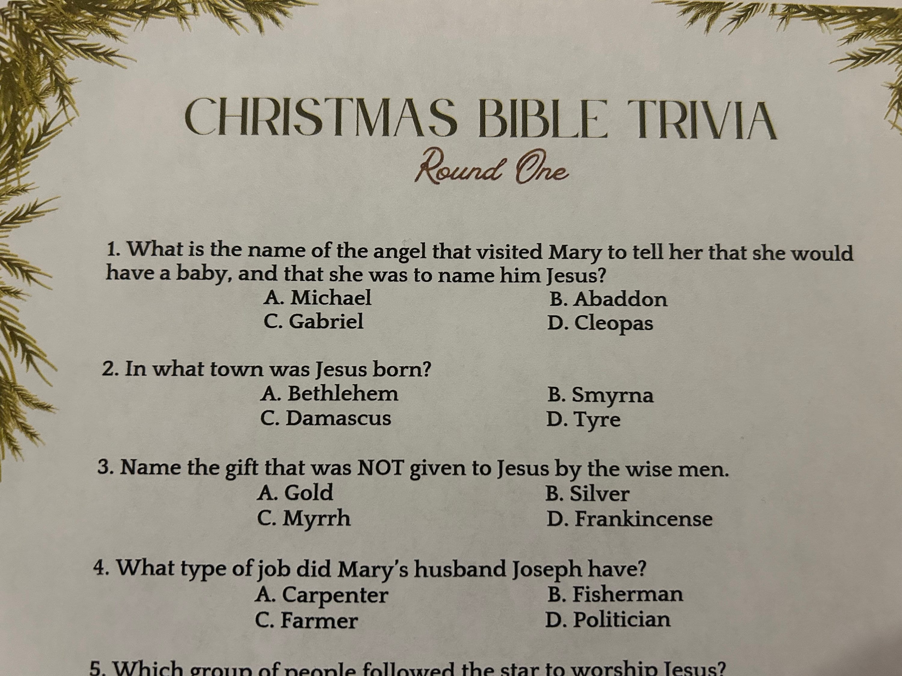 Christmas Bible Trivia/quiz - Etsy