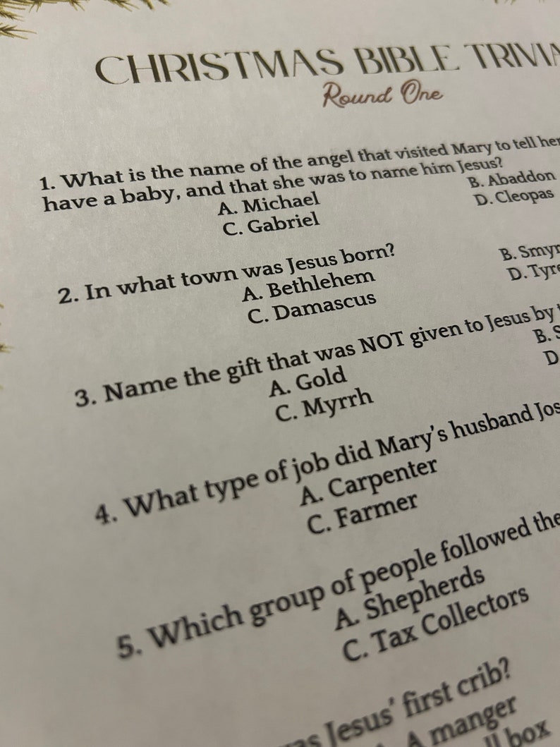 Christmas Bible Trivia/quiz - Etsy