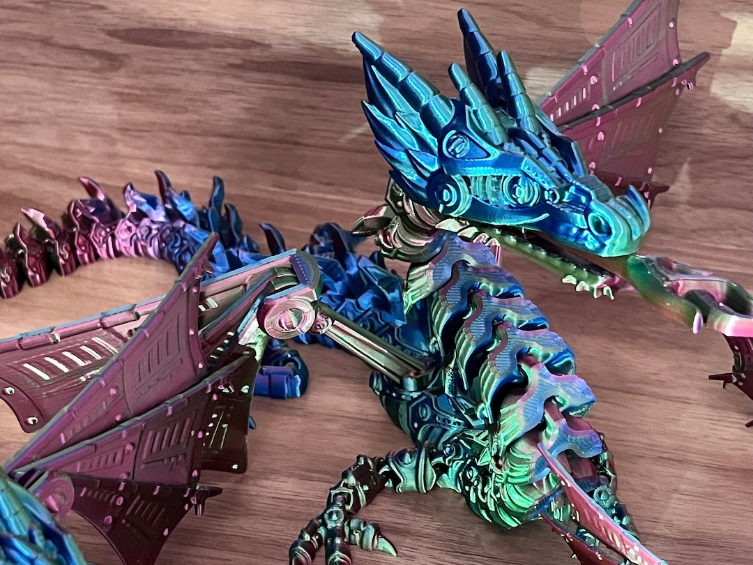 Mech Dragon - 3D Printed Flexible Figurine - Etsy