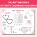 Valentine's Day Coloring Placemat, Worksheet for Kids and Toddlers ...