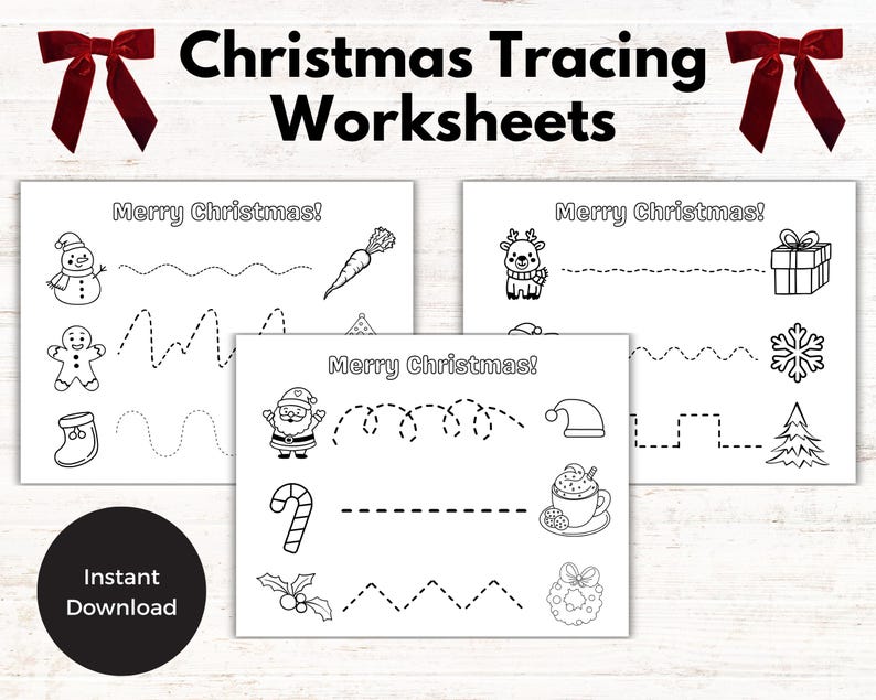 Christmas Tracing Worksheets, Preschool Worksheets, Christmas Coloring ...