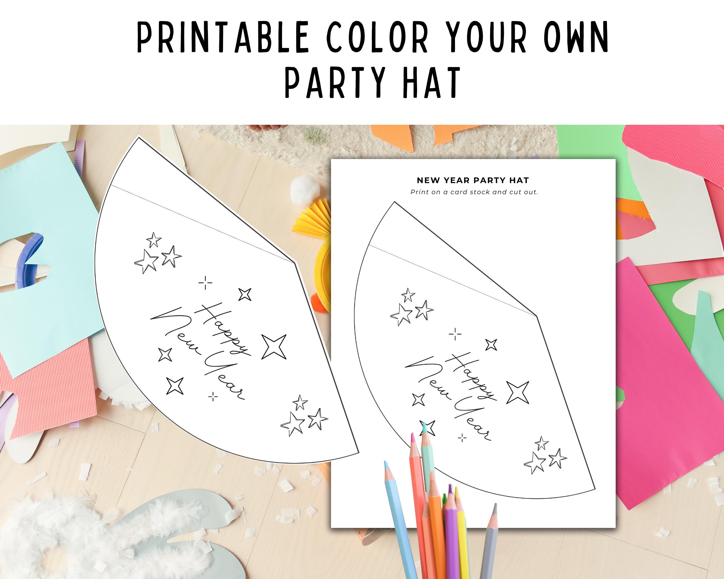 New Year 2025 Party Hat Template, Happy New Year 2025, Printable Party ...