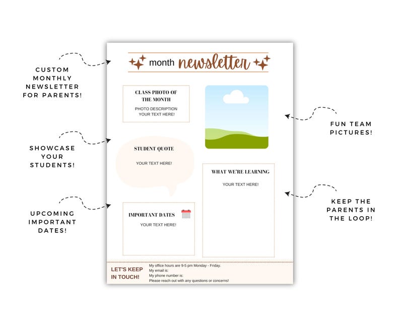 Editable Meet the Coach Template and Monthly Newsletter Template, Back ...