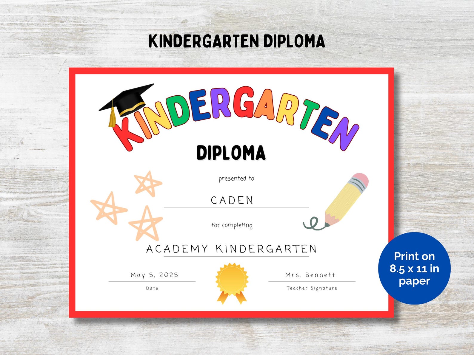Kindergarten Graduation Diploma Template, Kindergarten Graduation ...