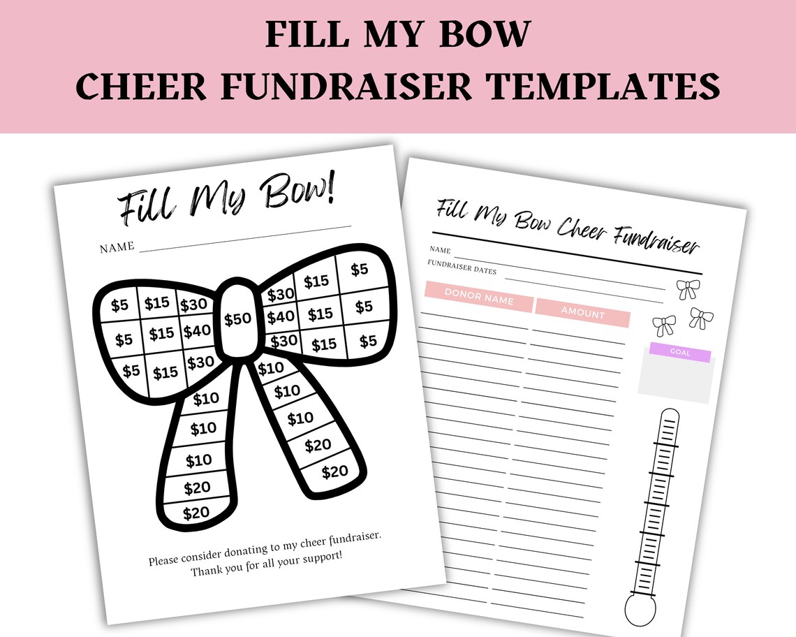 Fill My Bow Cheerleading Fundraiser, Fundraising Template and Tracker ...
