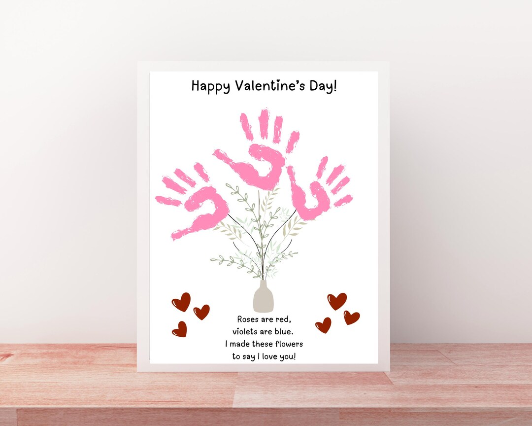 Valentine's Day Handprint Craft, Printable Handprint Art | Preschool ...