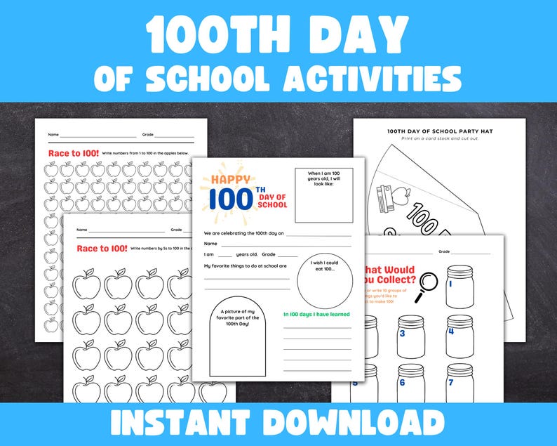 100 Days of School Activities, 100 Days Smarter, Coloring Worksheets ...