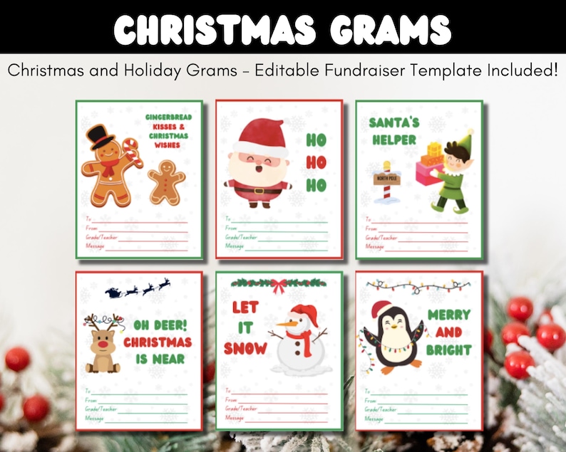 Editable Printable Christmas Candy Gram Fundraiser Template, Includes ...