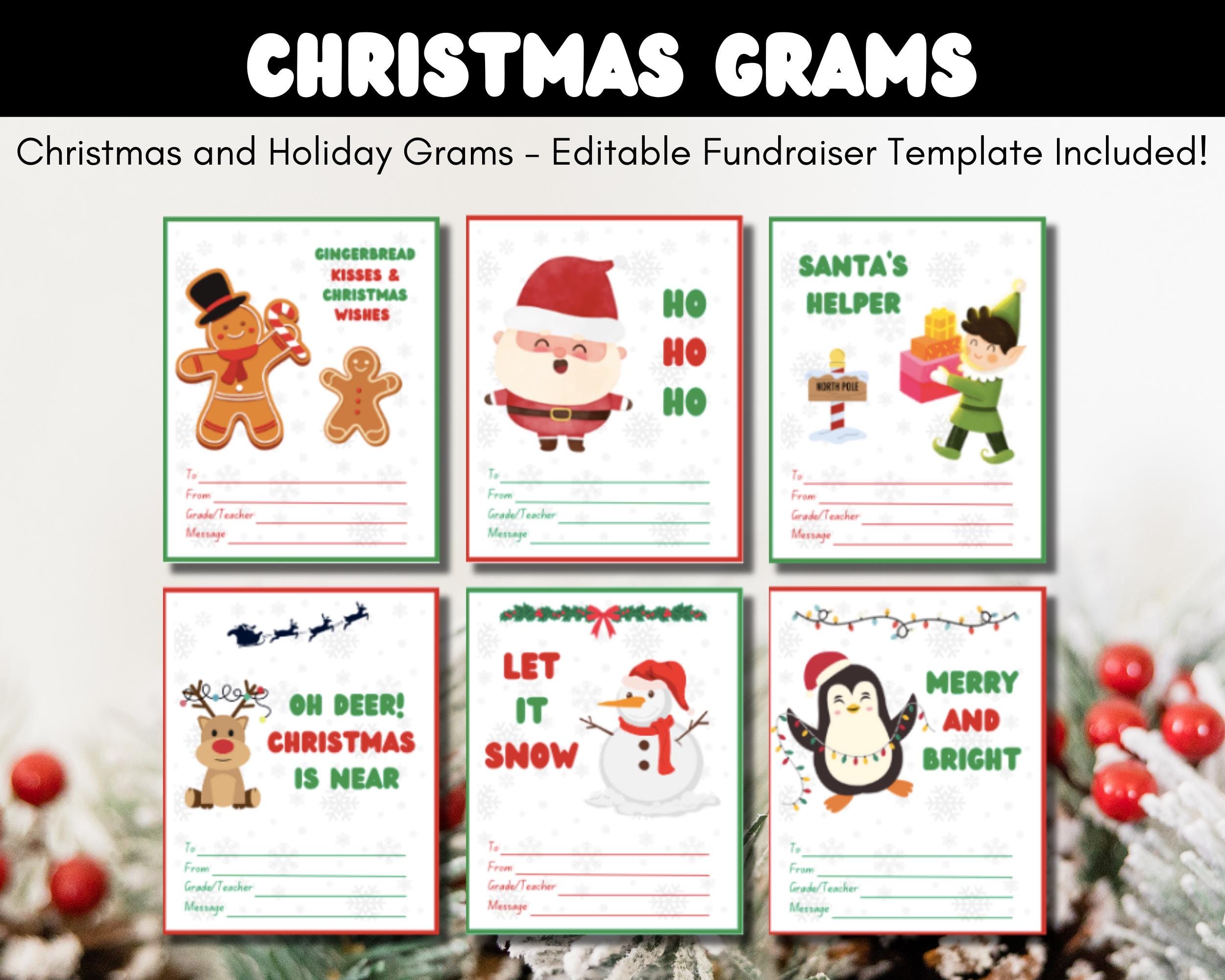 Editable Printable Christmas Candy Gram Fundraiser Template, Includes ...