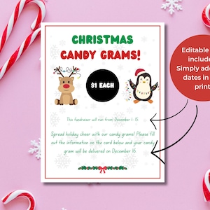 Editable Printable Christmas Candy Gram Fundraiser Template, Includes ...