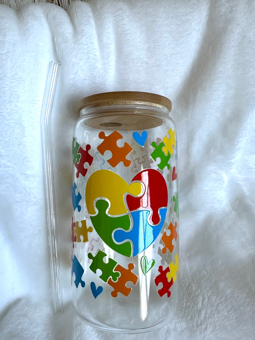 Autism Awareness Autism Support Autism Cup, Glass Cup, Autism Awareness ...