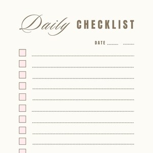 Daily Checklist, Aesthetic To-do List, Pink Checklist, Pink Planner ...