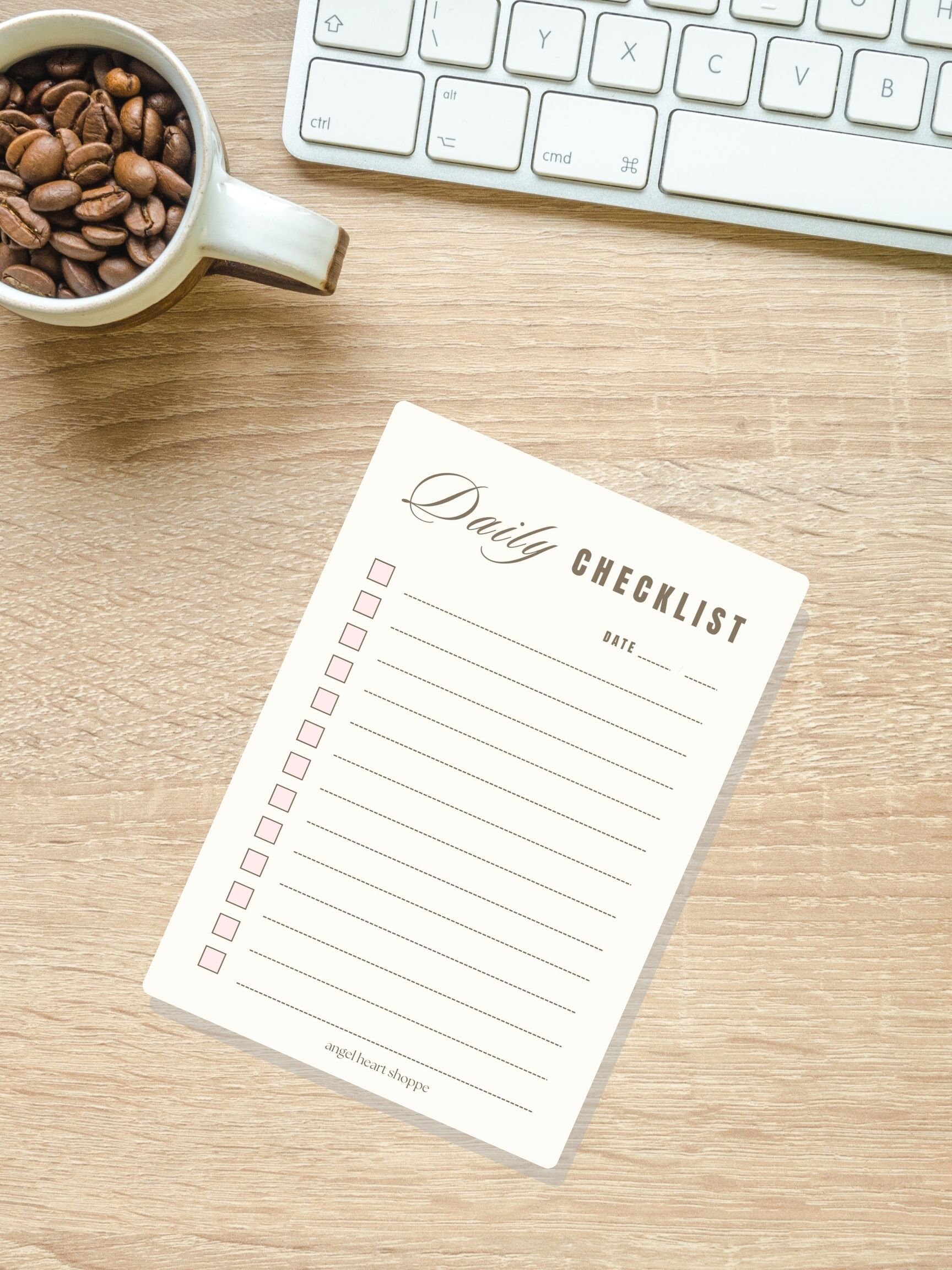 Daily Checklist, Aesthetic To-do List, Pink Checklist, Pink Planner ...